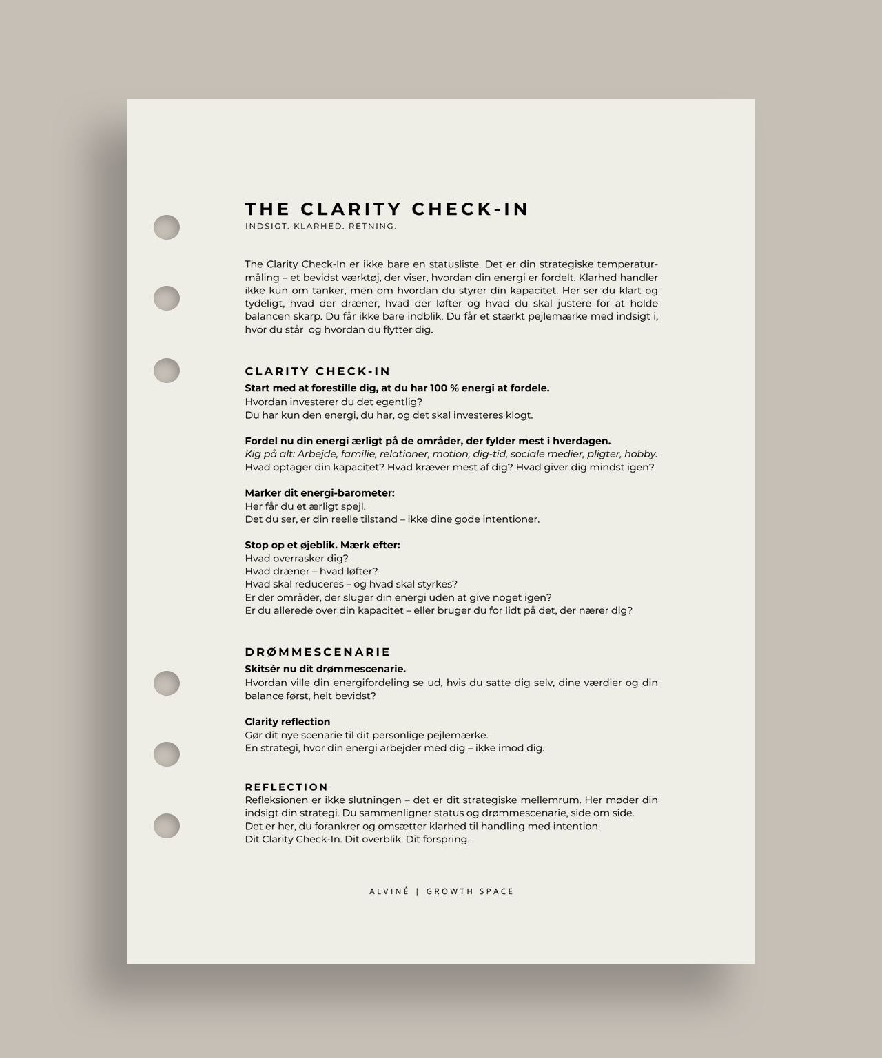 The Clarity Code | Indsigt før action | Inserts til Planner | ALVINÉ